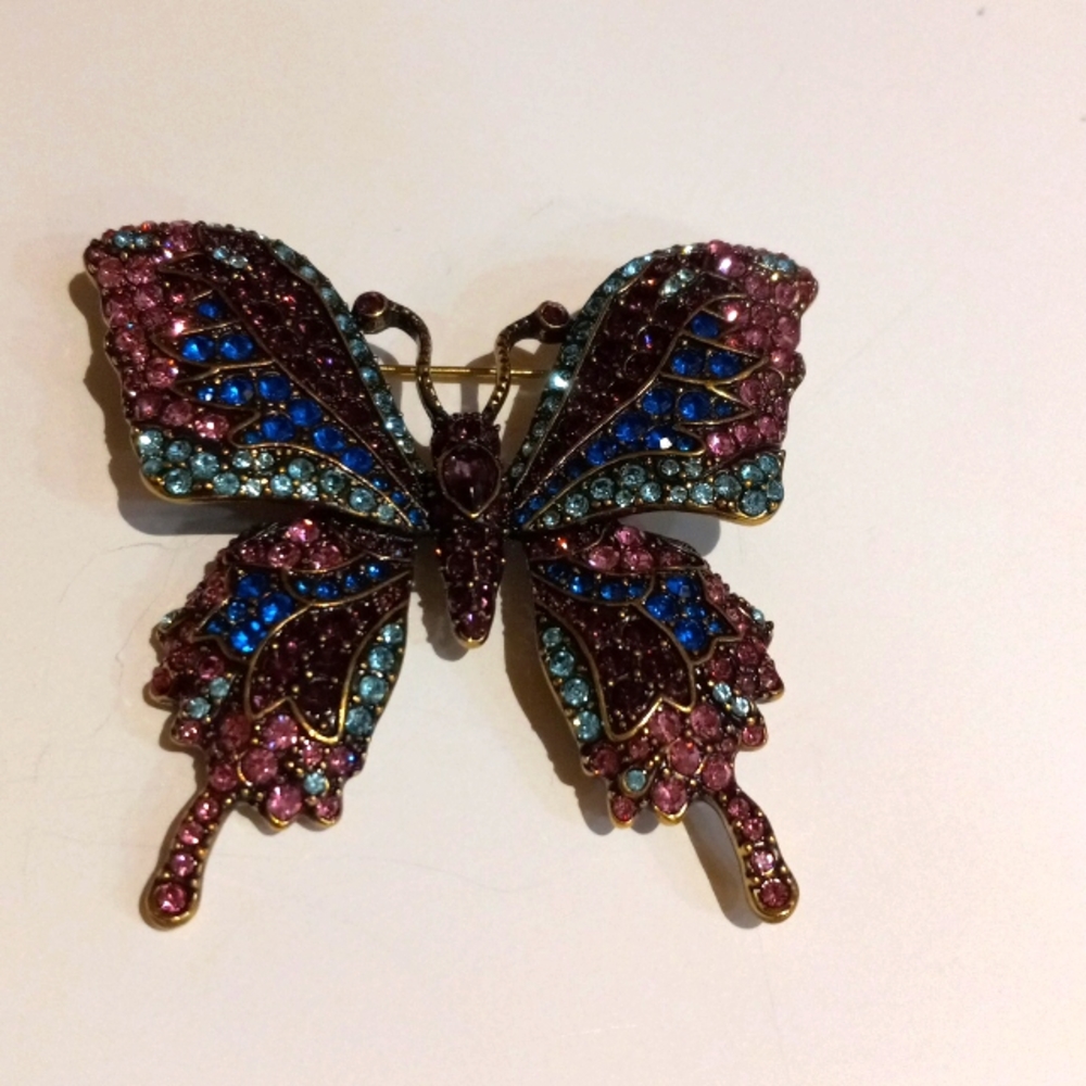 Off Park Collection Butterfly Crystal Brooch - Gem